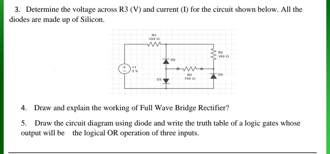 Solved Determine the voltage across R3 (V) ﻿and current (I) | Chegg.com
