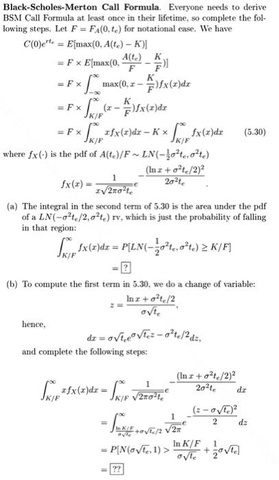 Solved Black-Scholes-Merton Call Formula. Everyone needs to | Chegg.com