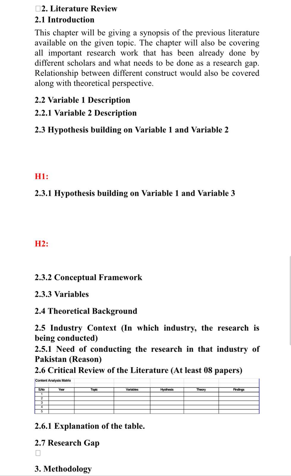 Literature Review2.1 ﻿Introduction2.2 ﻿Variable 1 | Chegg.com