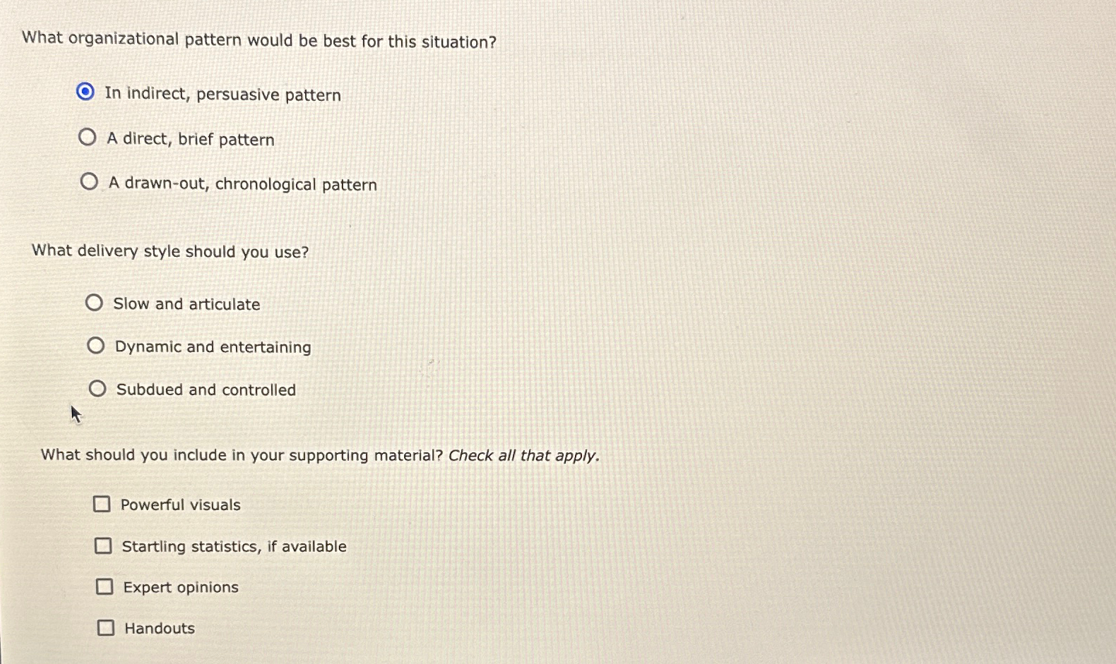 Solved What organizational pattern would be best for this | Chegg.com