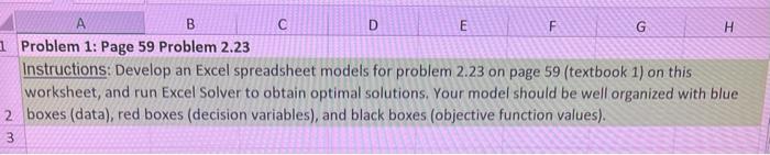 Solved Instructions: Develop an Excel spreadsheet models for | Chegg.com