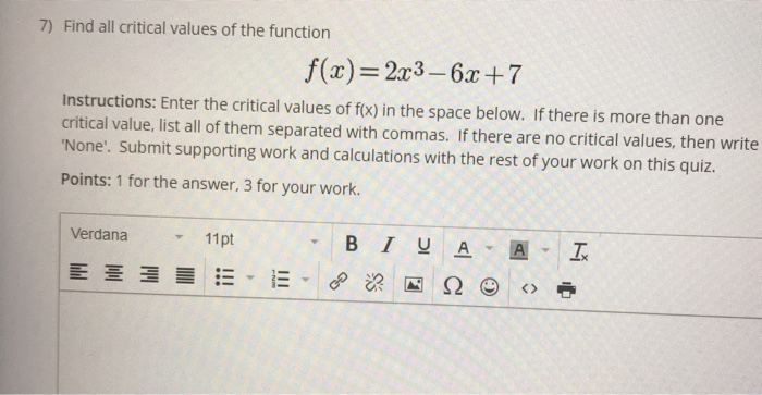 Solved 7) Find all critical values of the function | Chegg.com