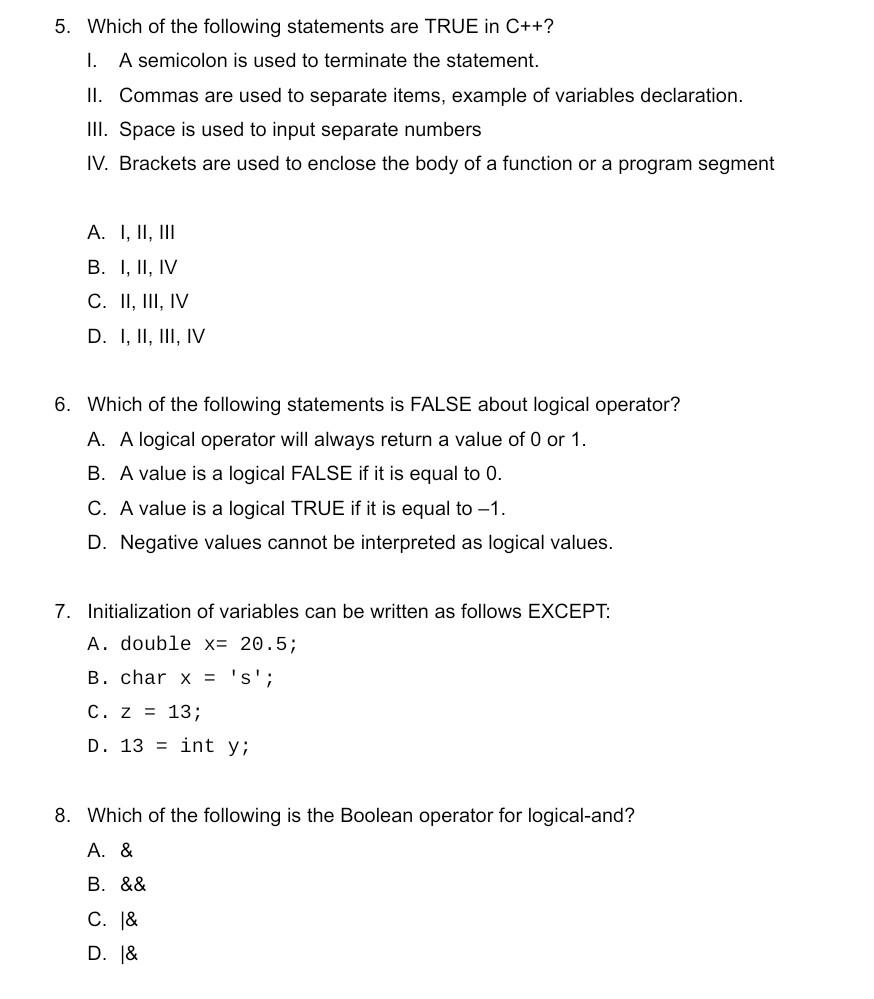 Solved 1. What is the correct definition of logic error? A. | Chegg.com