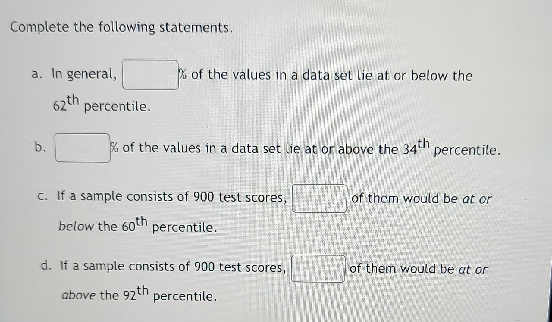 Solved Complete the following statements. a. In general, % | Chegg.com