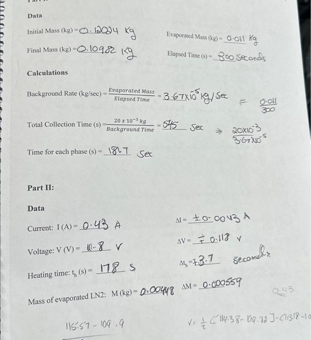 Data Initial Mass (kg)=0.1002Kg Evaporated Mass | Chegg.com