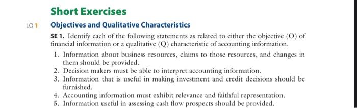 Solved Short Exercises Objectives and Qualitative | Chegg.com