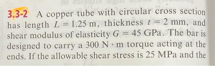 Solved 3.3-2 A copper tube with circular cross section has | Chegg.com