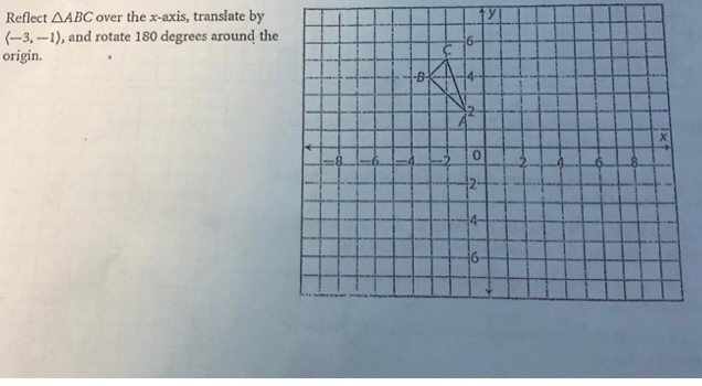 Solved Reflect ABC over the x-axis, translate by(-3,1) and | Chegg.com