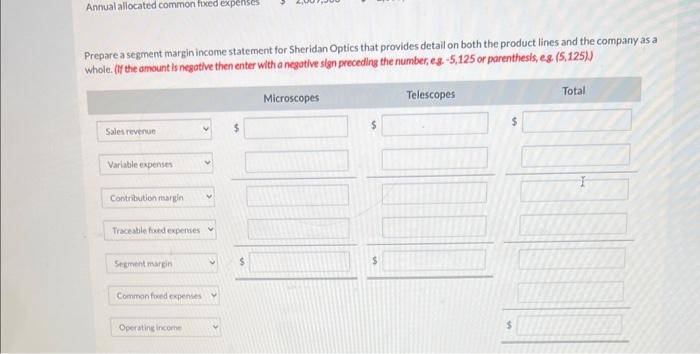 Solved Prepare a segment margin income statement for | Chegg.com