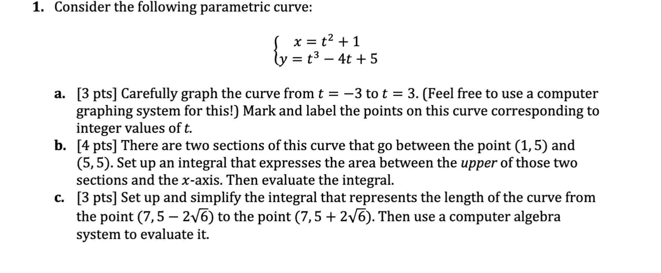 Solved Consider the following parametric | Chegg.com