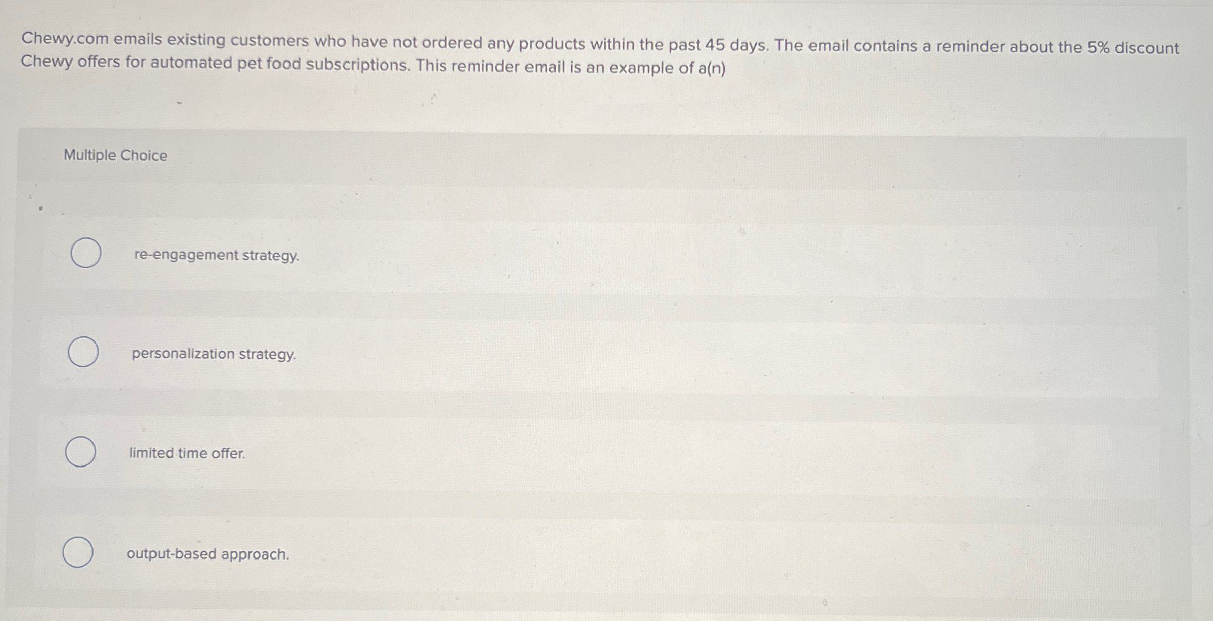 Solved Chewy.com emails existing customers who have not | Chegg.com
