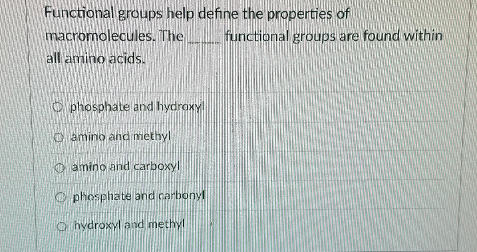 Solved Functional groups help define the properties of | Chegg.com