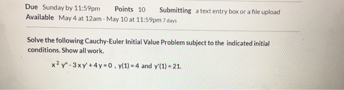Solved Due Sunday by 11:59pm Points 10 Submitting a text | Chegg.com