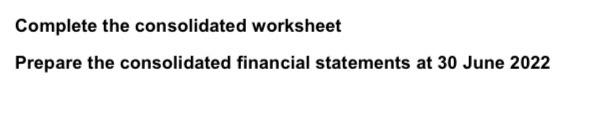 Solved Topic: Consolidated worksheet, consolidated financial | Chegg.com