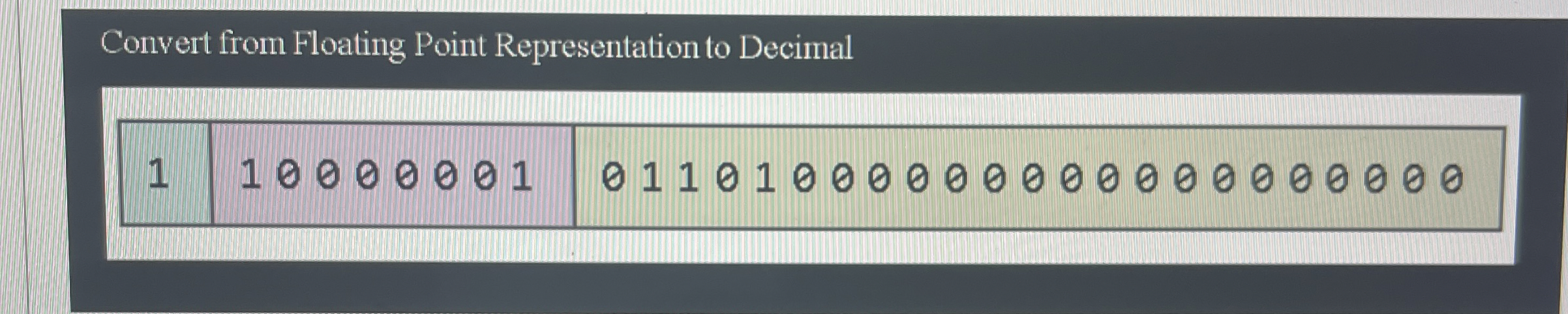 Solved Convert from Floating Point Representation to Decimal | Chegg.com