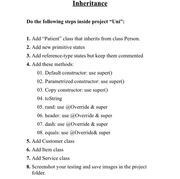 Solved Inheritance Do the following steps inside project | Chegg.com