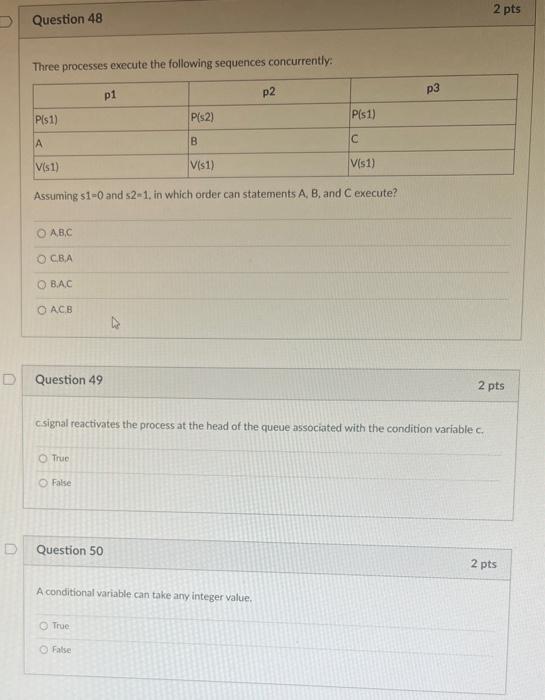 Solved Three processes execute the following sequences | Chegg.com