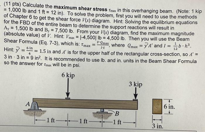 1. (7 pts) Calculate the maximum bending stress σmax | Chegg.com