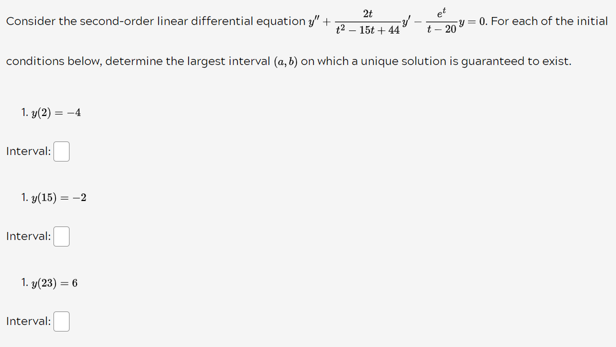 Solved Consider the second-order linear differential | Chegg.com