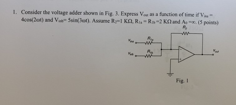Solved 1. Consider the voltage adder shown in Fig. 3. | Chegg.com