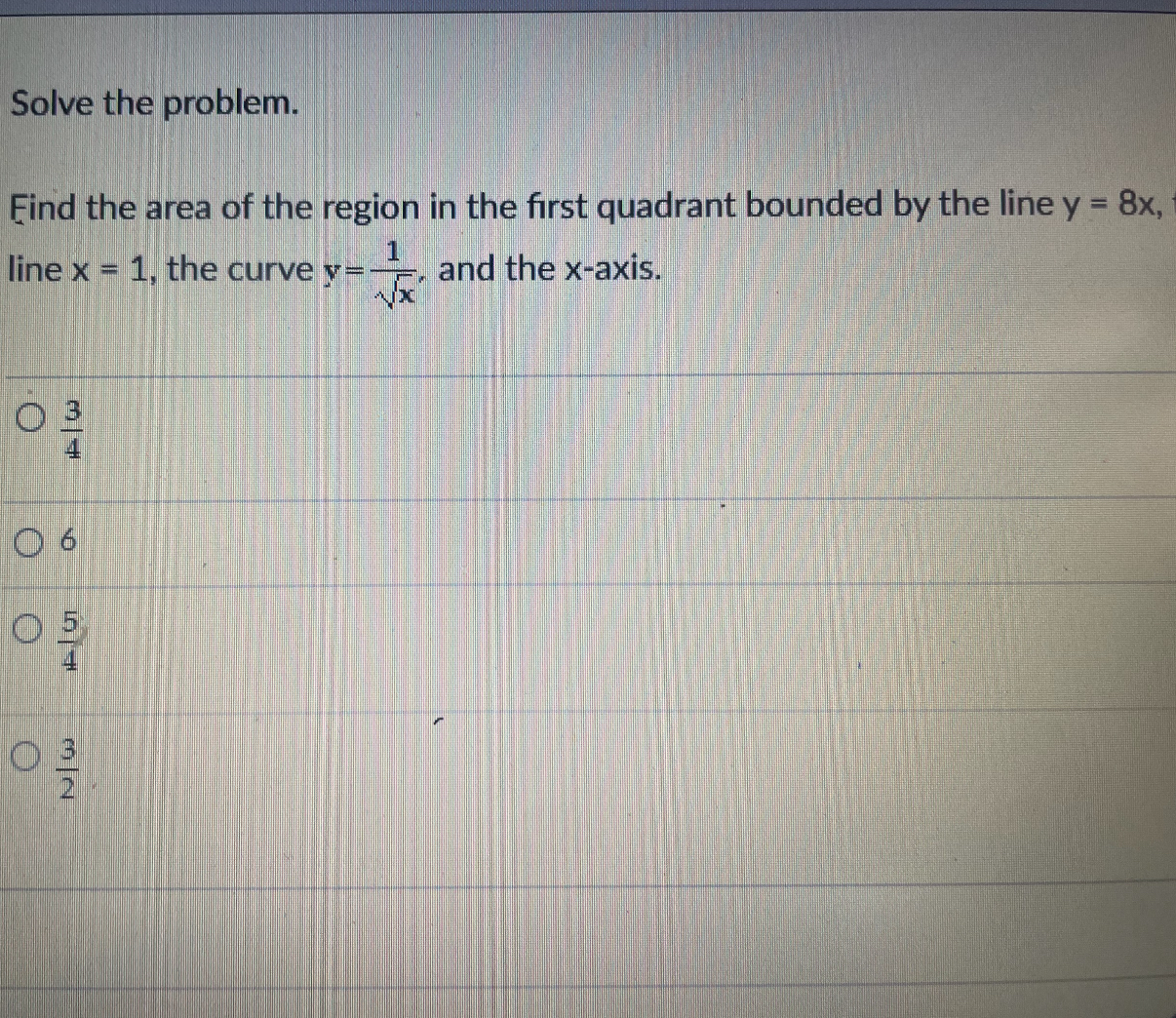 Solved Solve the problem.Find the area of the region in the | Chegg.com