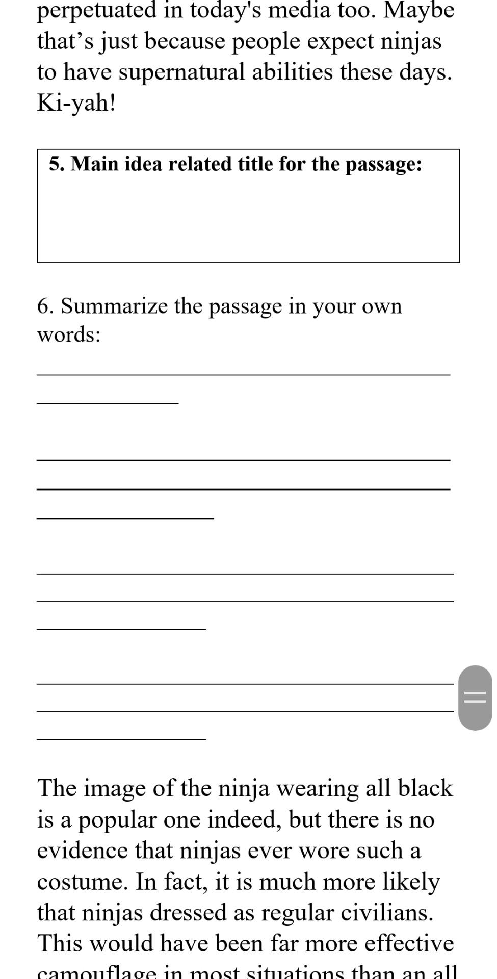 Summary and Main Idea 1. Create a title for the | Chegg.com