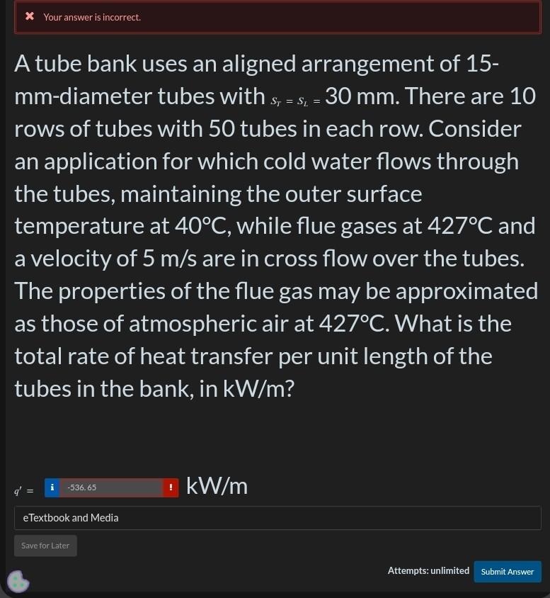 Solved A tube bank uses an aligned arrangement of 15− | Chegg.com