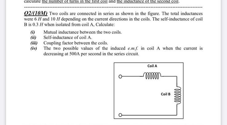 Solved calculate the number of turns in the first coil and | Chegg.com