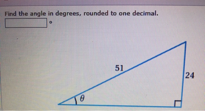 Solved Find the angle in degrees, rounded to one decimal. | Chegg.com