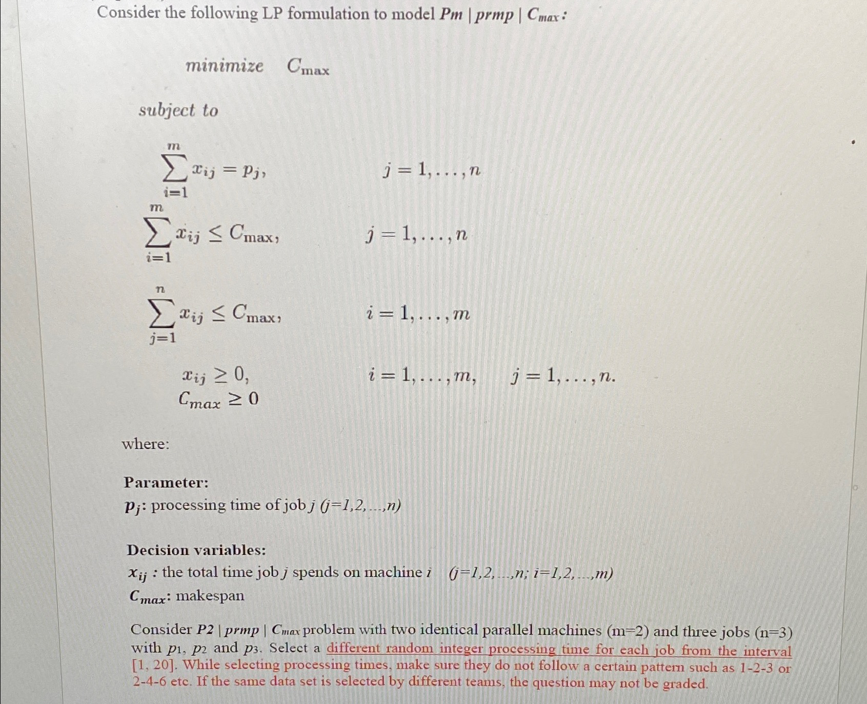 Solved Consider the following LP formulation to model | Chegg.com