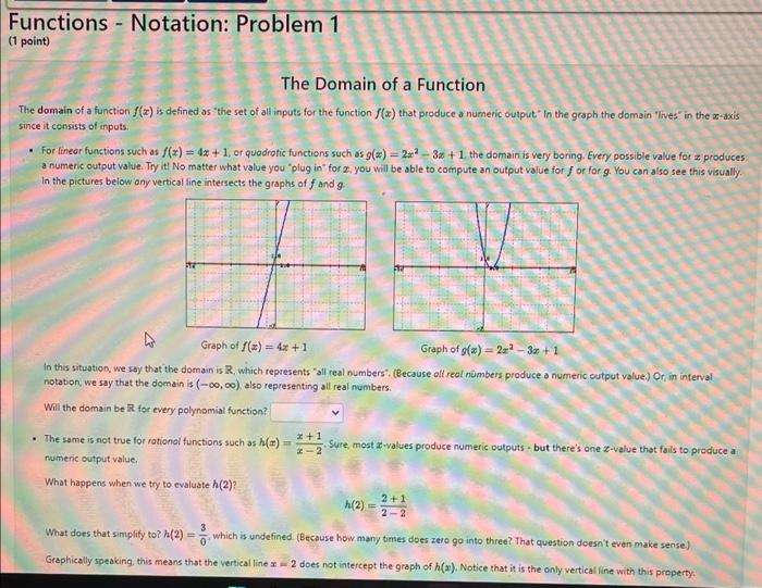 Solved The domain of a function f(x) is defined as "the set | Chegg.com
