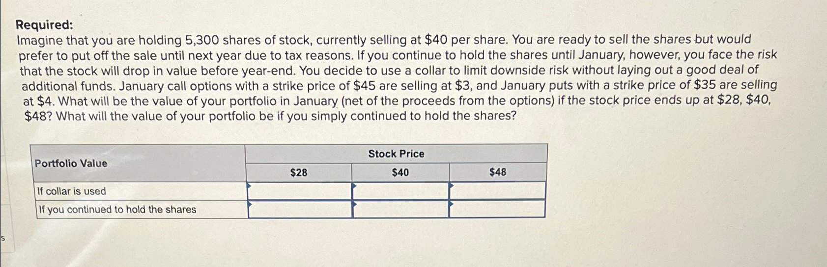 Solved Required:Imagine that you are holding 5,300 ﻿shares | Chegg.com