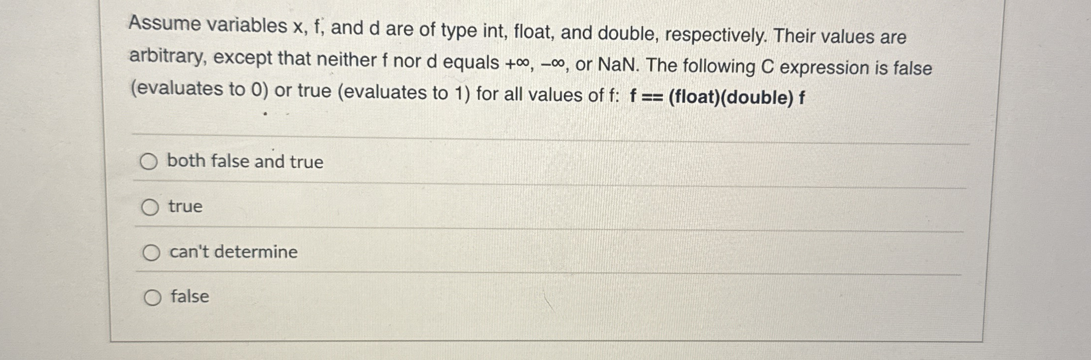 Solved Assume variables x,f, ﻿and d are of type int, float, | Chegg.com