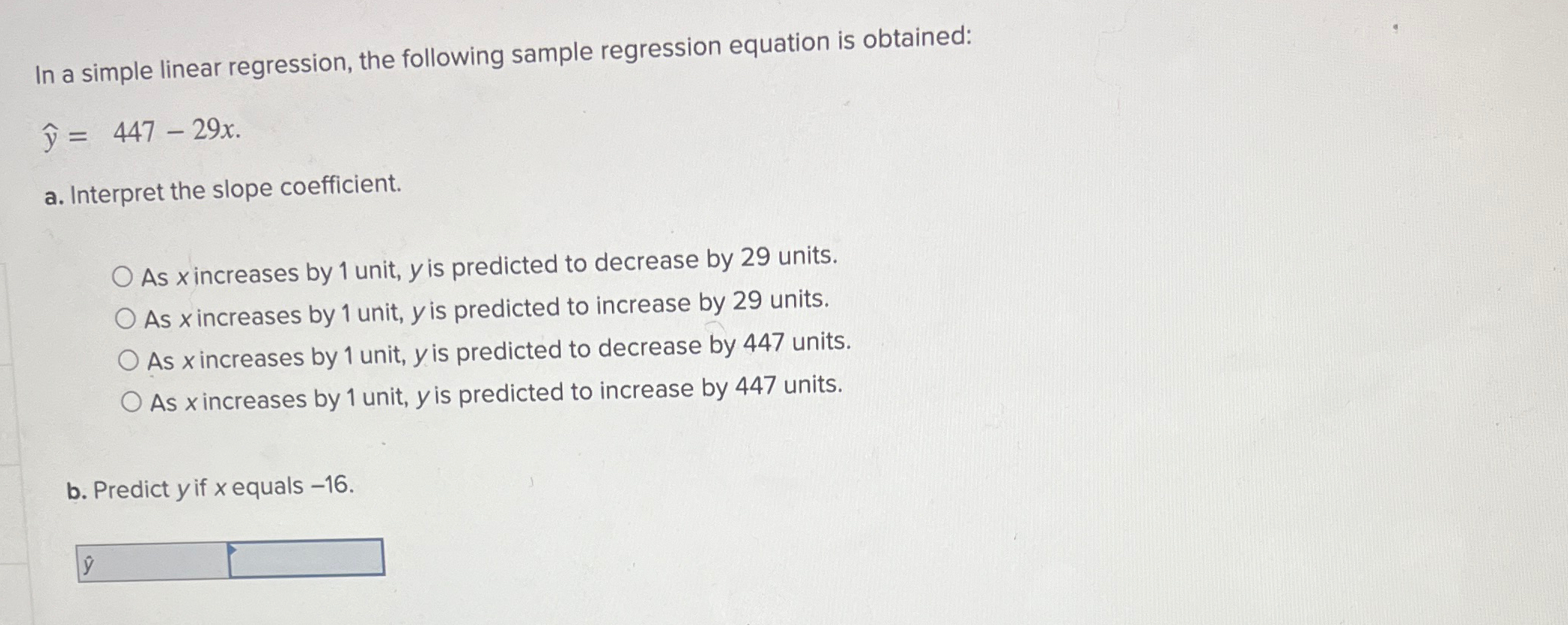 Solved In a simple linear regression, the following sample | Chegg.com