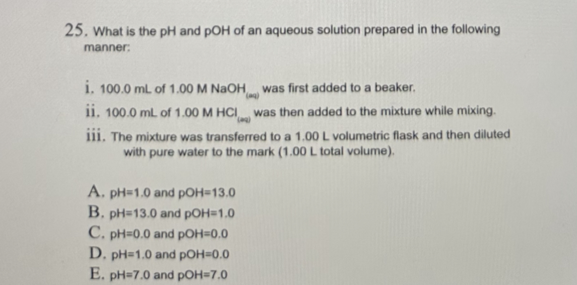Solved What is the pH and pOH of an aqueous solution | Chegg.com