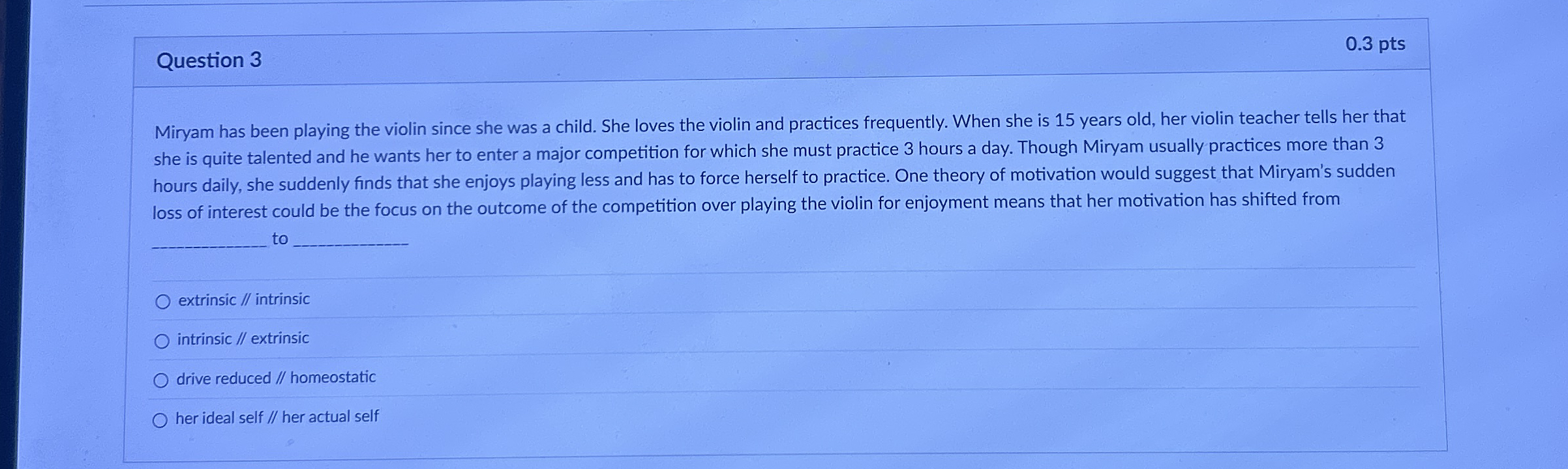Solved Question 30.3 ﻿ptsMiryam has been playing the violin | Chegg.com