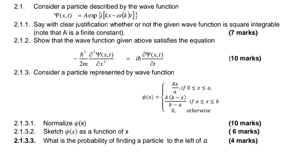 Solved 2.1. ﻿Consider a particle described by the wave | Chegg.com