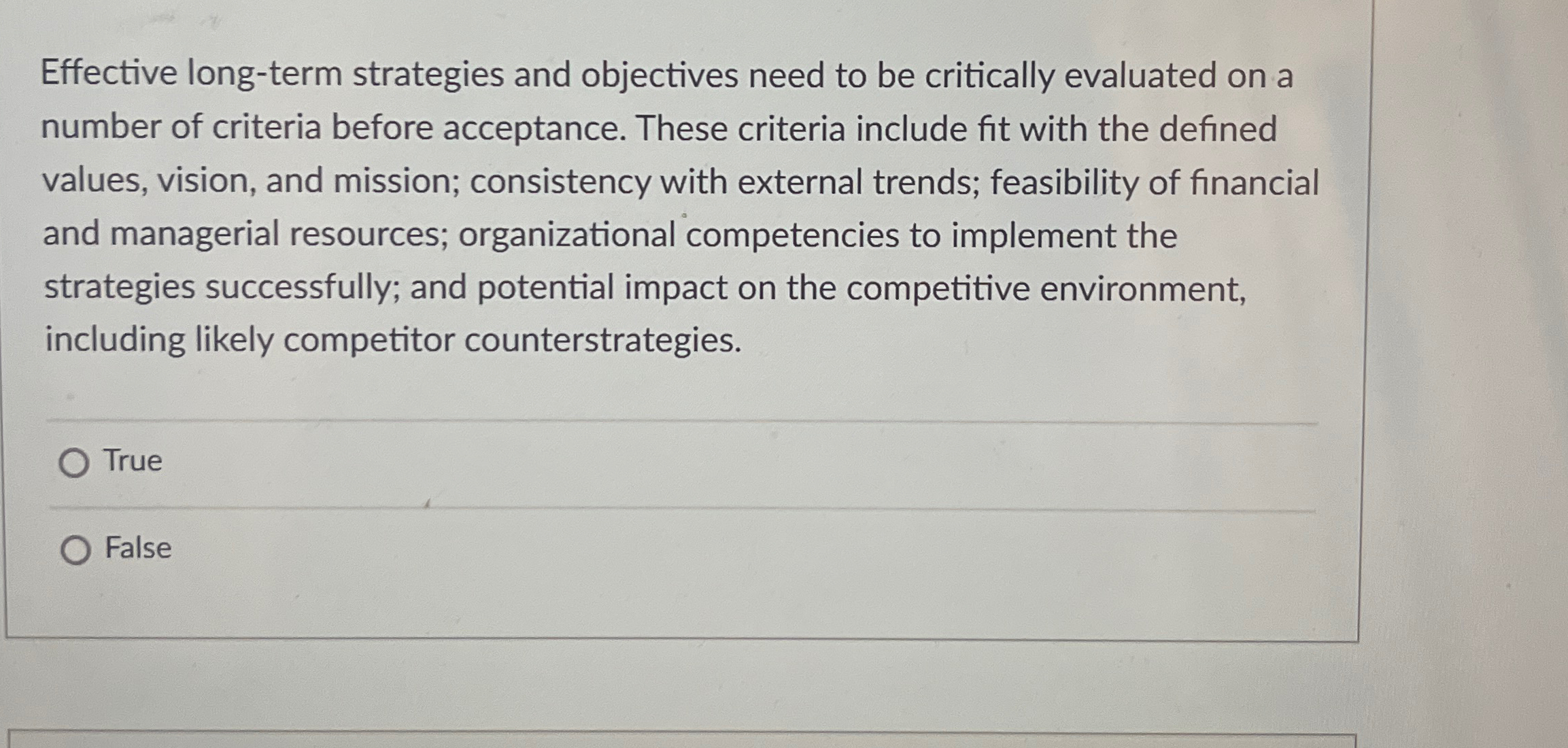 Solved Effective long-term strategies and objectives need to | Chegg.com
