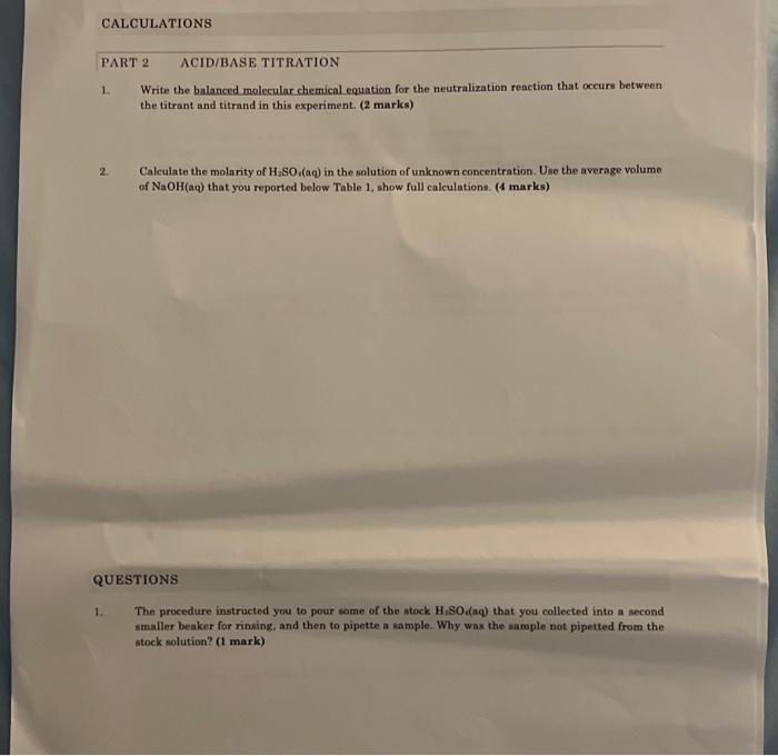 Solved PART 1 GAINING EXPERIENCE WITH A VOLUMETIC PIPETTE | Chegg.com
