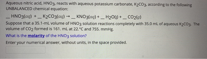 Solved Aqueous nitric acid, HNO3, reacts with aqueous | Chegg.com
