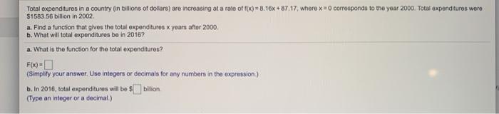 Solved Total expenditures in a country (in billions of | Chegg.com