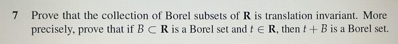Solved 7 Prove that the collection of Borel subsets of R is | Chegg.com