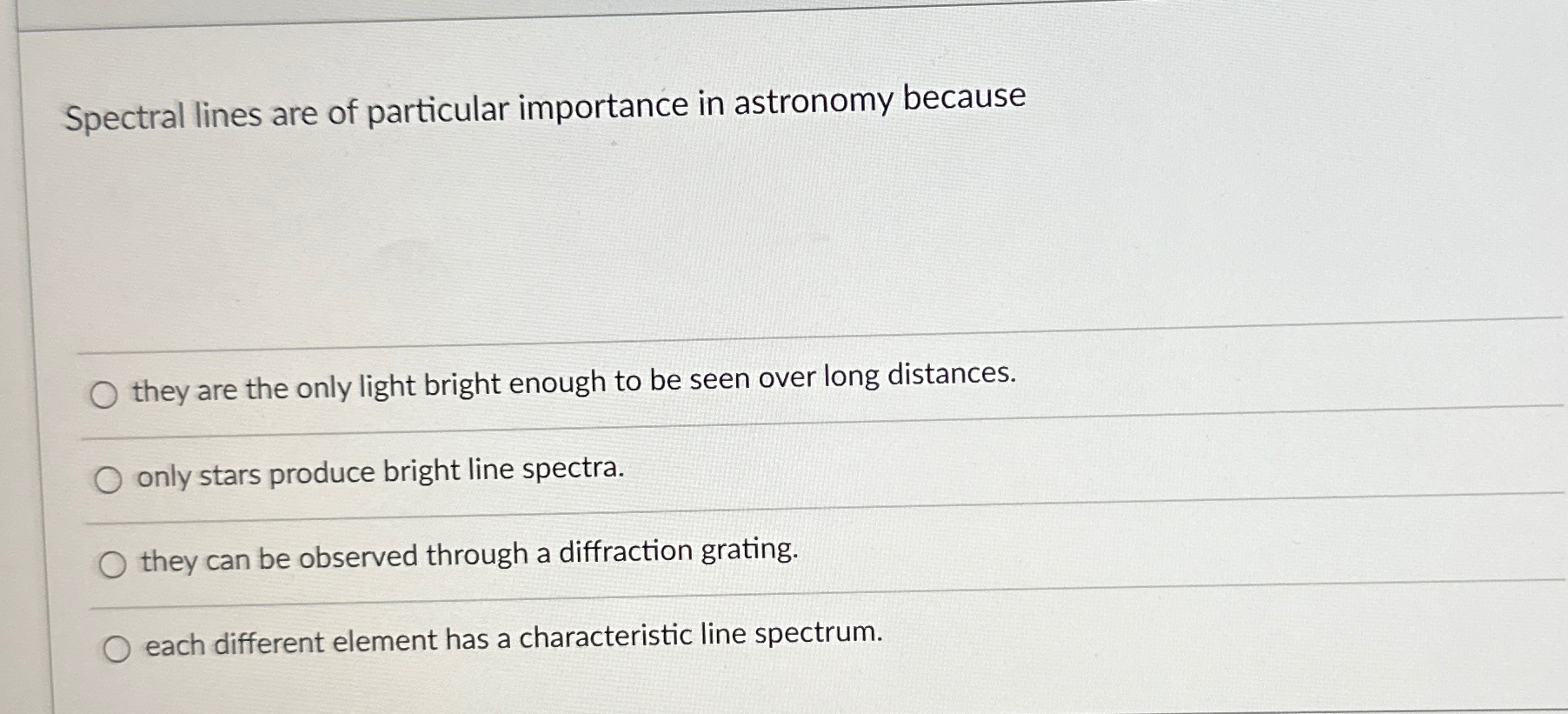 Solved Spectral lines are of particular importance in | Chegg.com