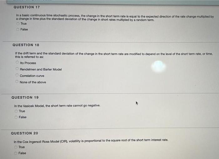 Solved In a basic continuous time stochastic process, the | Chegg.com