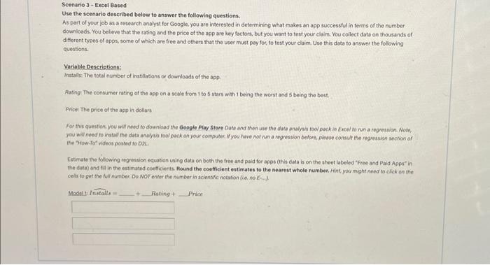 Solved Scenario 3 - Excel Based Use the scenario described | Chegg.com