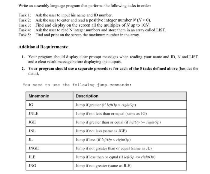 Solved Write An Assembly Language Program That Performs The