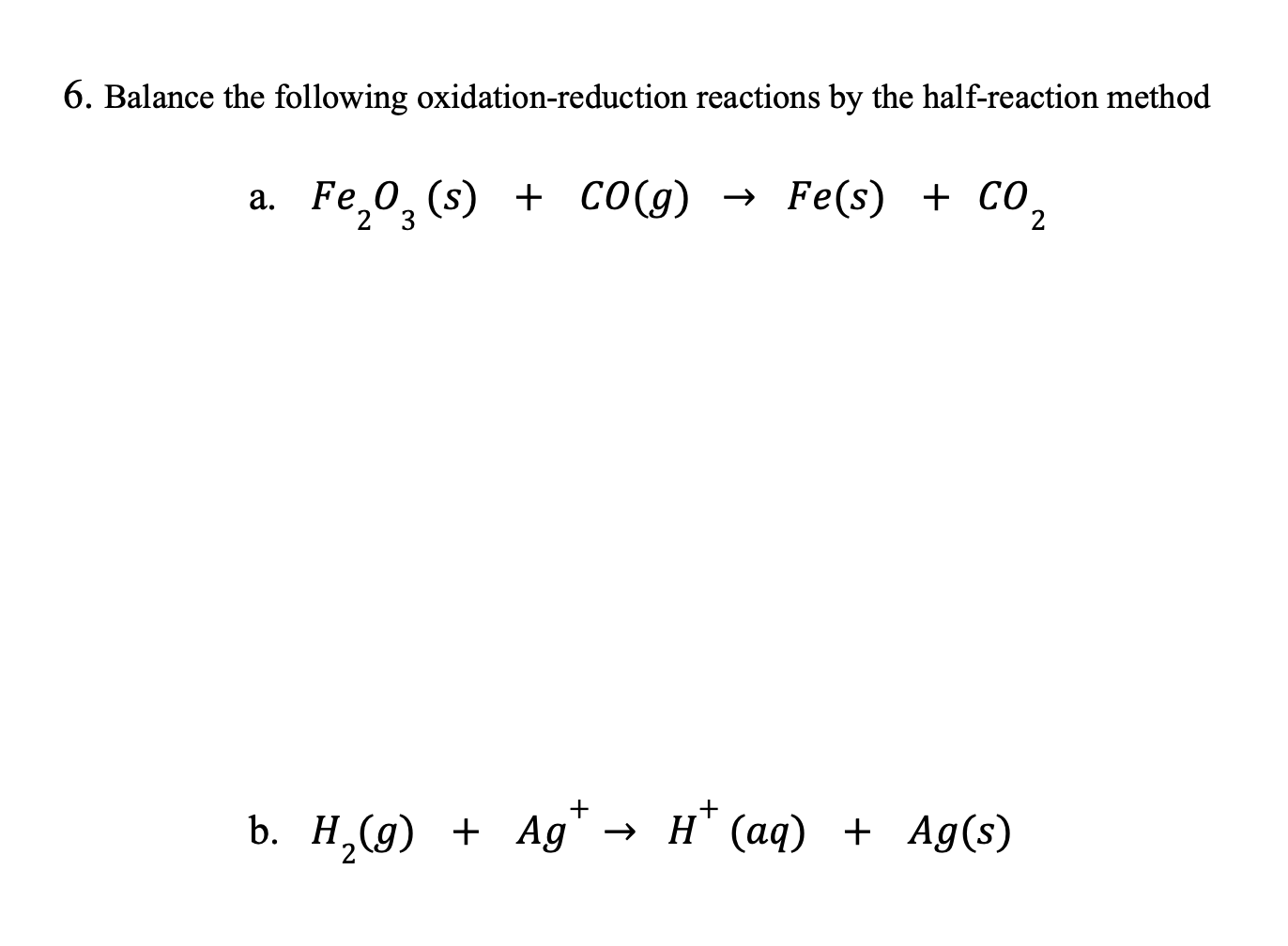 Balance the following oxidation-reduction reactions | Chegg.com