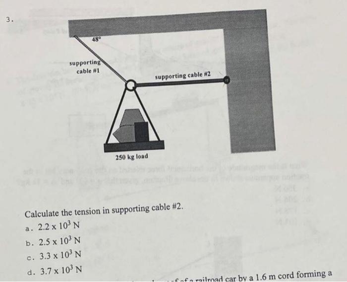 Solved Calculate the tension in supporting cable #2. a. | Chegg.com