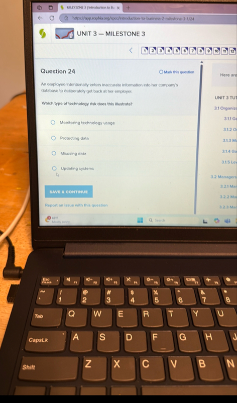 Solved UNIT 3 - ﻿MILESTONE 3Question 24An employee | Chegg.com