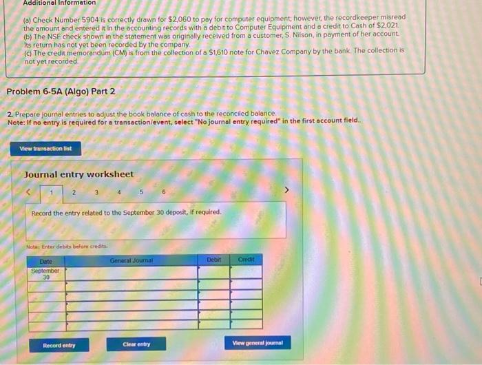 Solved (a) Check Number 5904 is correctly drawn for \$2,060 | Chegg.com